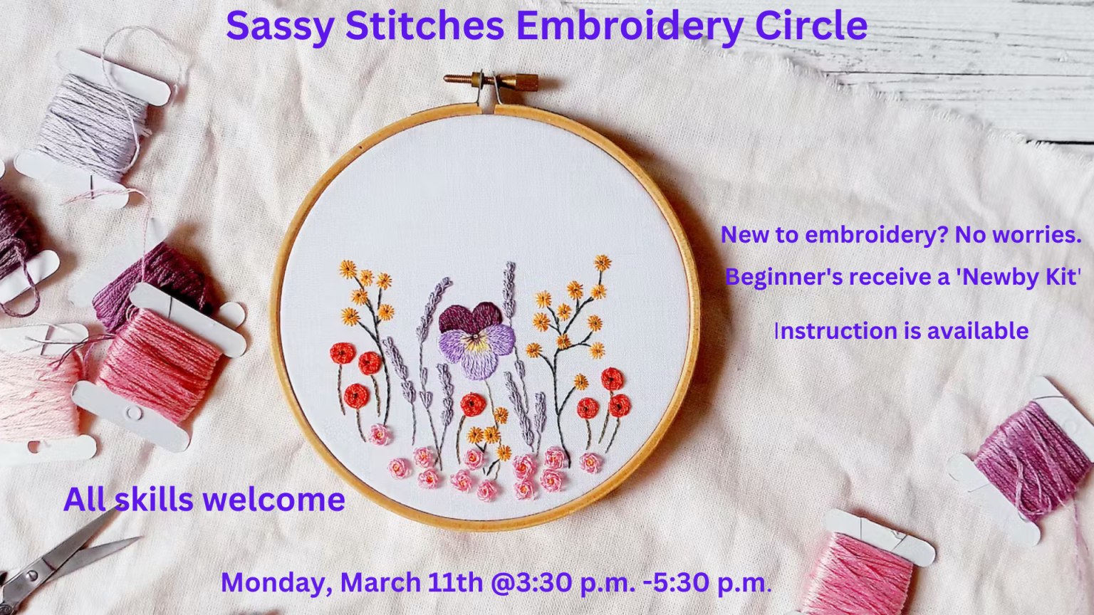Sassy Stitches Embroidery Circle - Elizabethton-Carter County Public Library